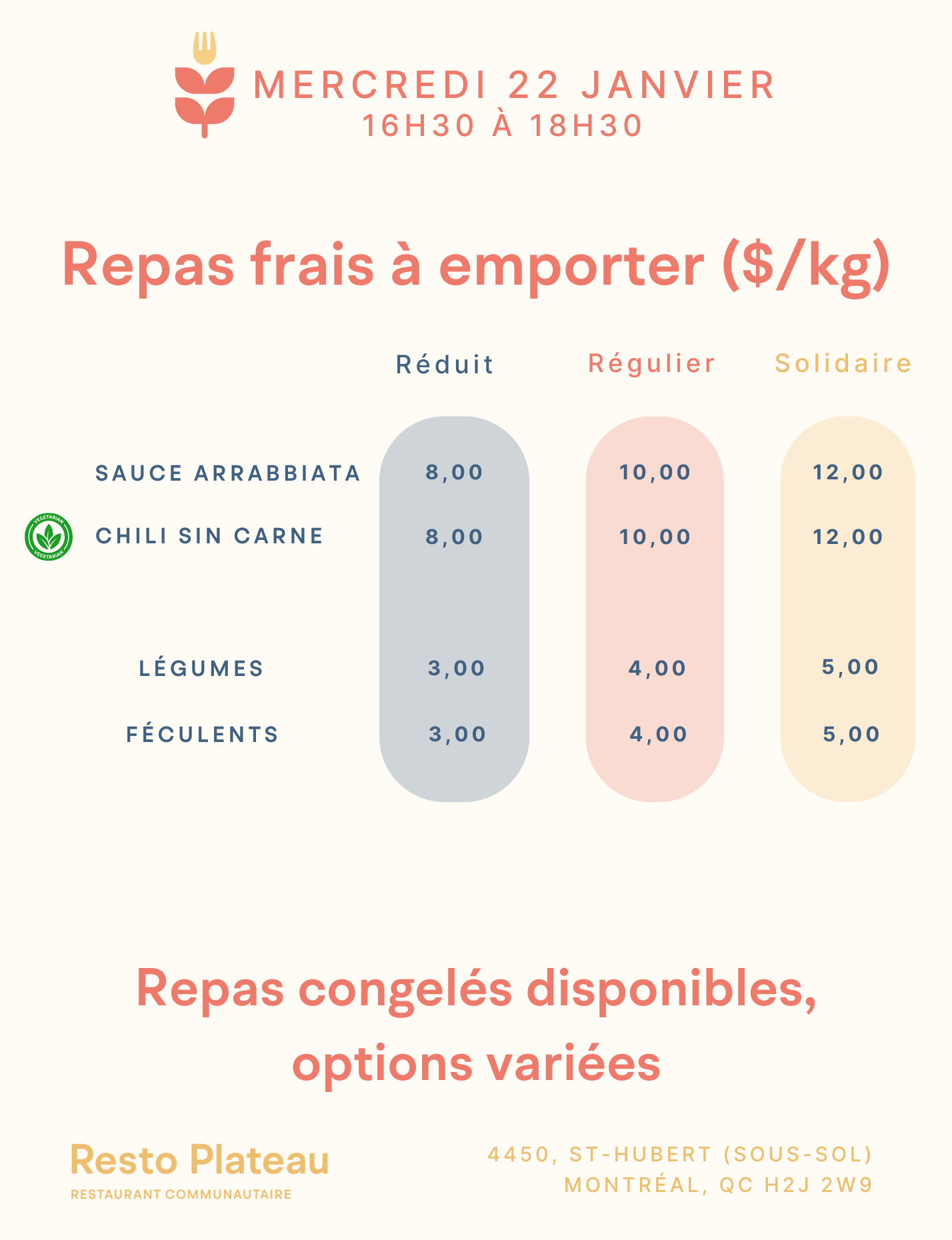 Take out counter | Prepared dishes | Resto Plateau