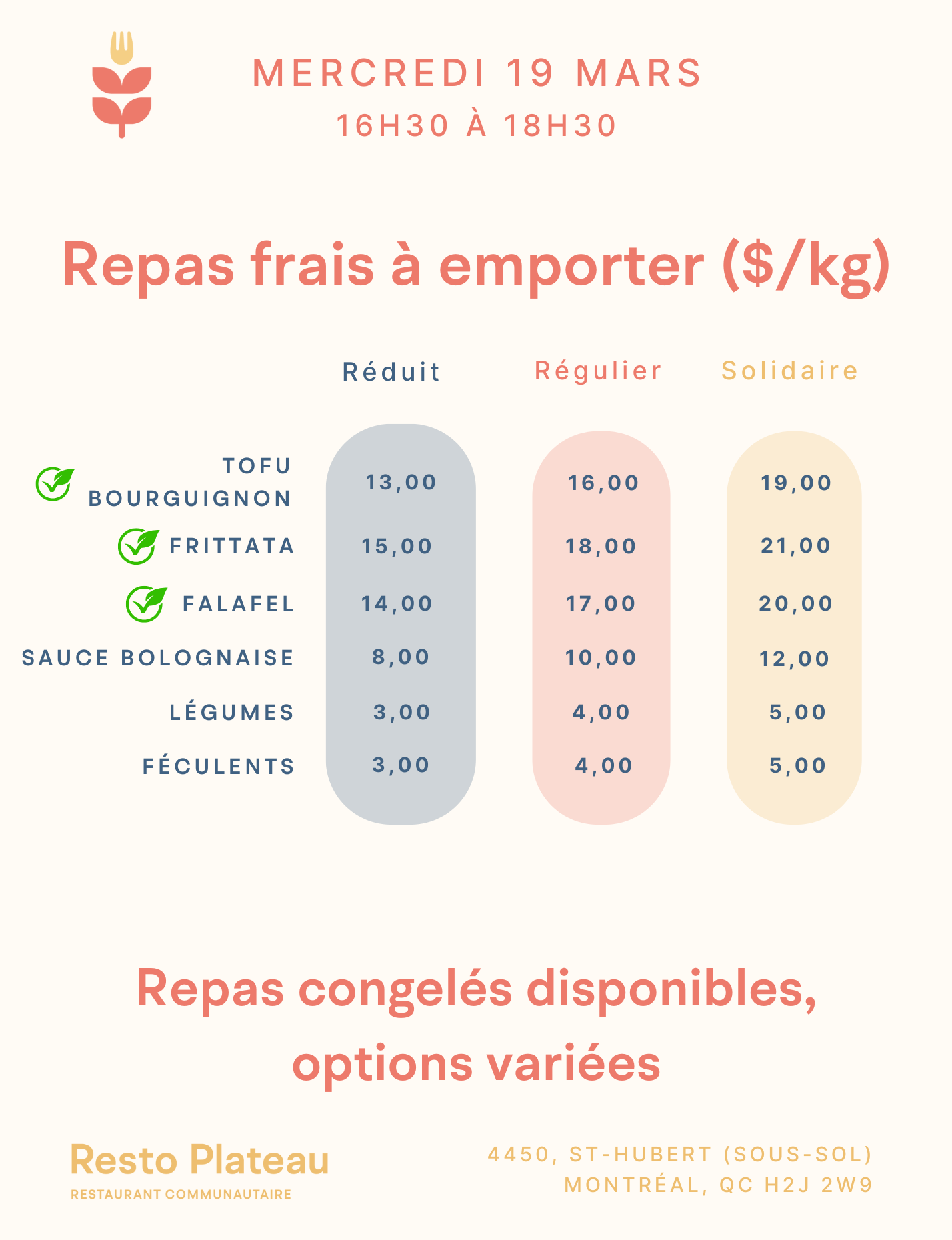 Comptoir à emporter | Plats préparés | Resto Plateau